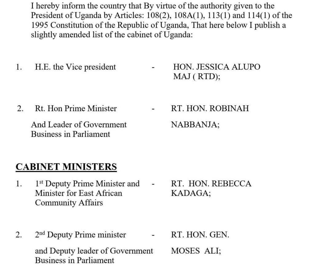 FULL LIST: Balaam Barugahara, Lillian Aber, Kenneth Omona, Phiona ...