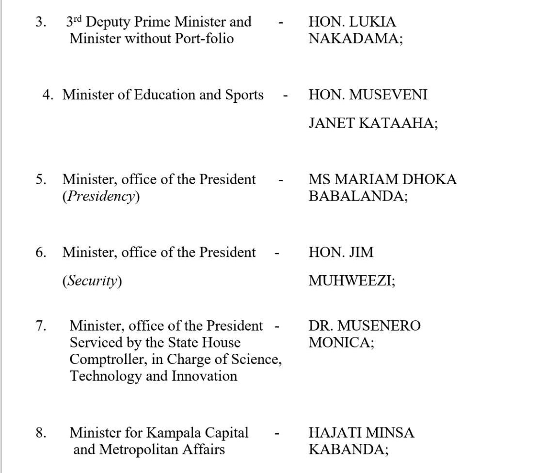 FULL LIST: Balaam Barugahara, Lillian Aber, Kenneth Omona, Phiona ...
