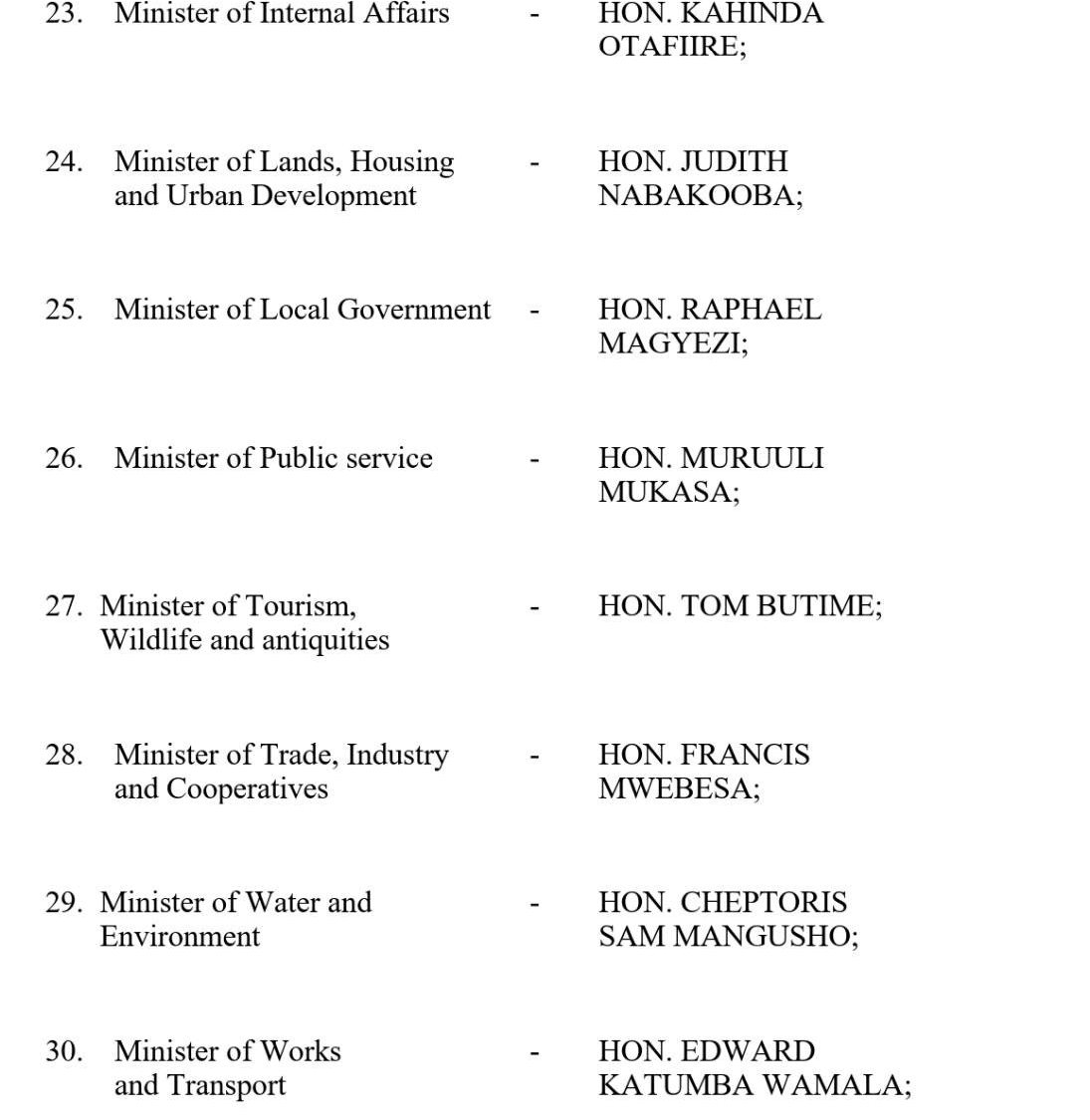 FULL LIST: Balaam Barugahara, Lillian Aber, Kenneth Omona, Phiona ...